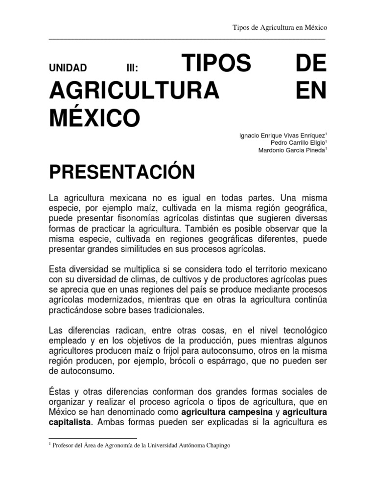 Tipos de Agricultura en México | PDF | Agricultura | Capitalismo