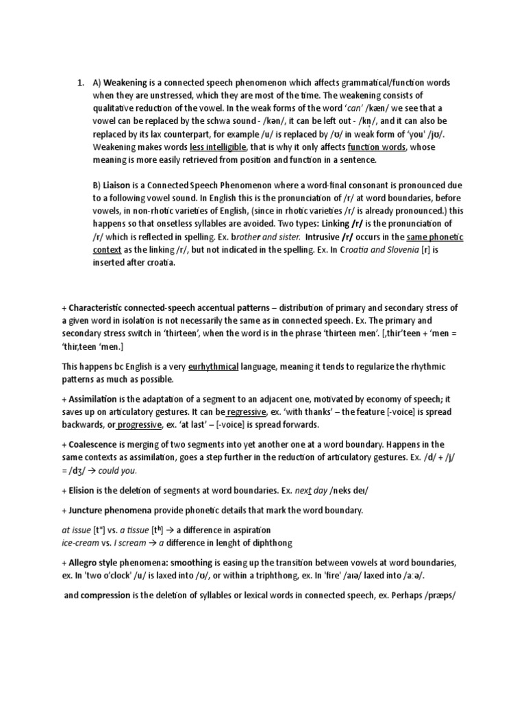 Connected Speech Phenomena 5 | PDF | Stress (Linguistics) | Phonetics