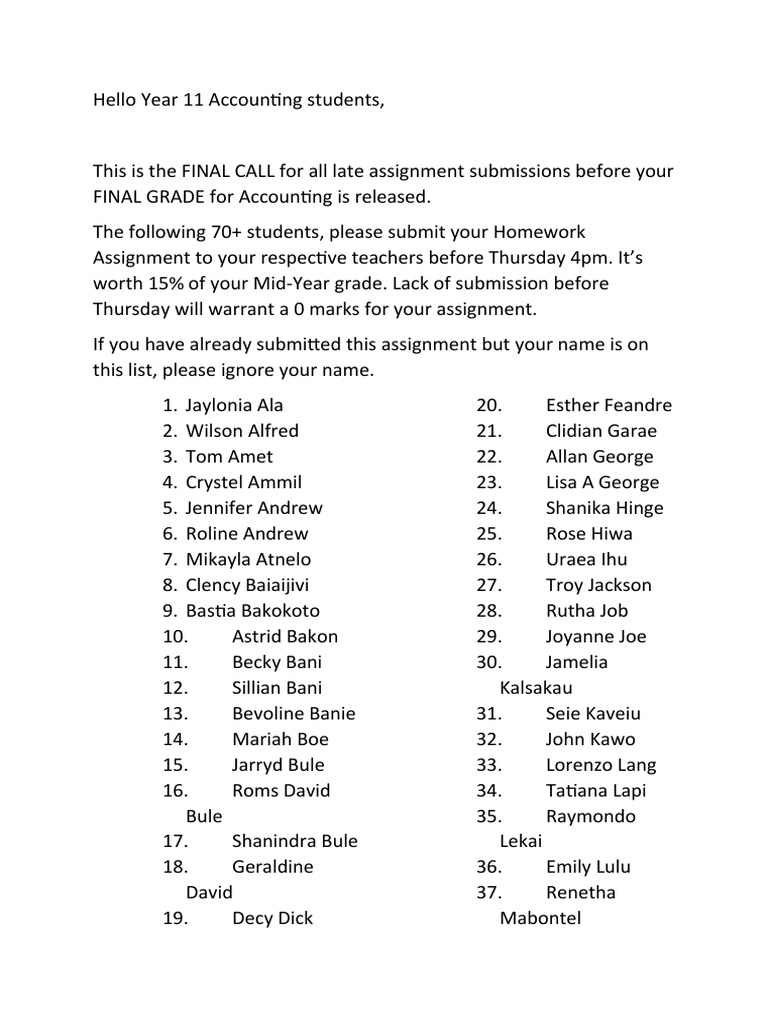 Notice - Late Submissions | PDF