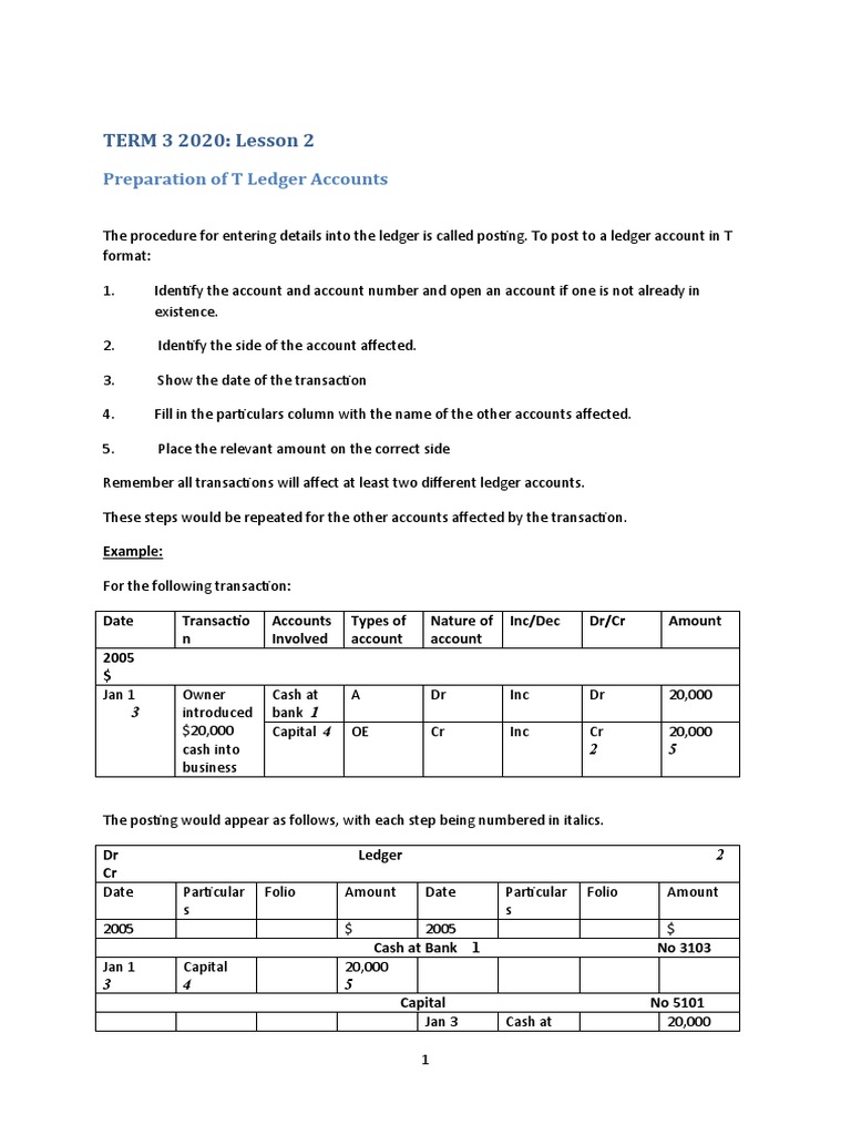 T Ledger Account Preparation Guide | PDF | Debits And Credits | Accounting