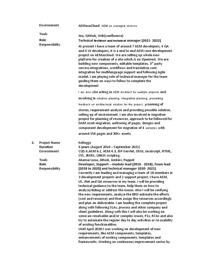 Role Technical Architect and Technical Manager (2021-2022) | PDF | Application Software ...