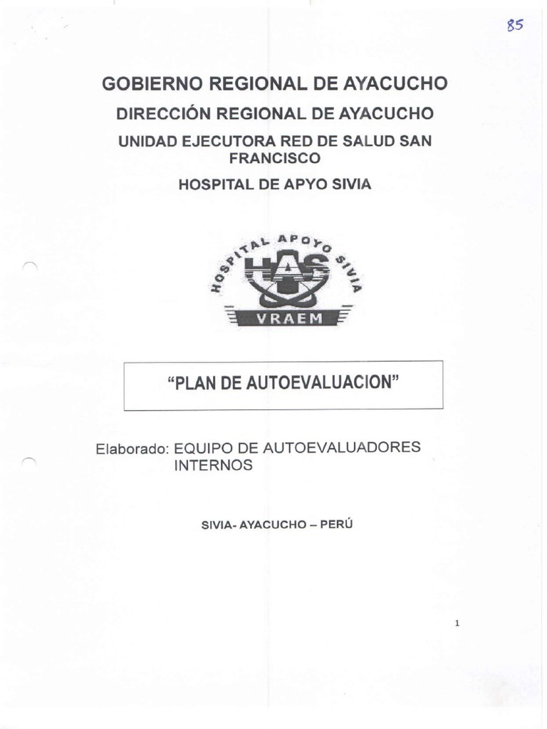 Plan AutoEval Hospital Apoyo Sivia 2022 | PDF