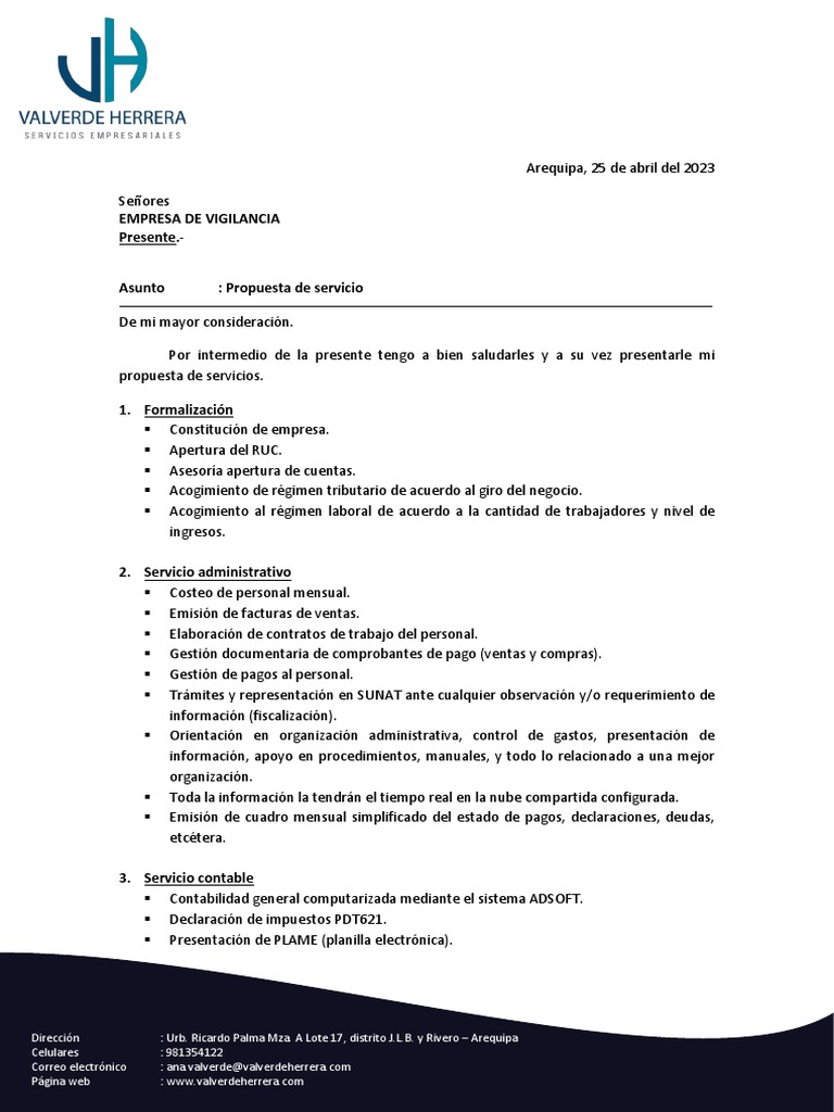 Propuesta de Servicios Contables y Administrativos | PDF | Contabilidad | Negocios económicos