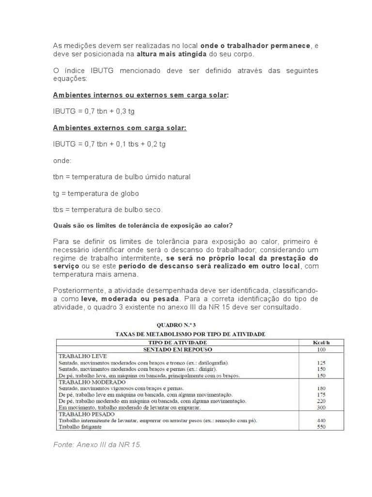 Cálculo e Análise de IBUTG | PDF | Calor | Temperatura