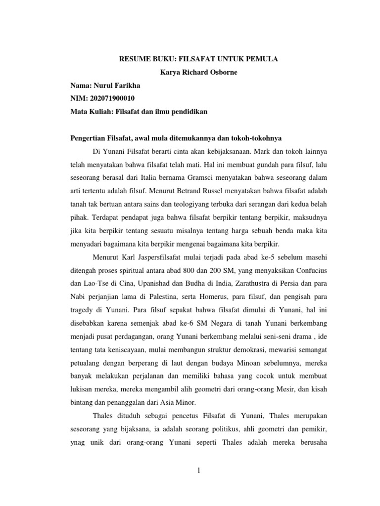 Resume Buku Filsafat | PDF