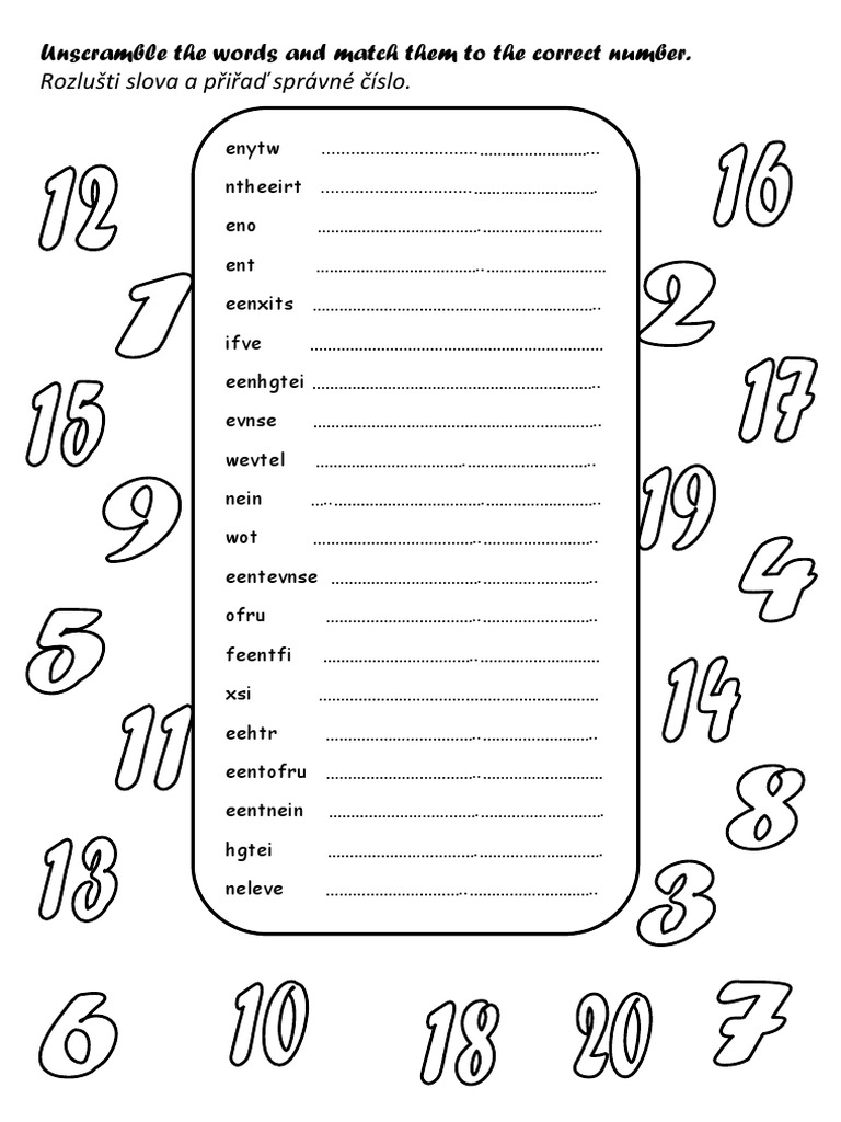 Numbers Spelling 1-20 | PDF