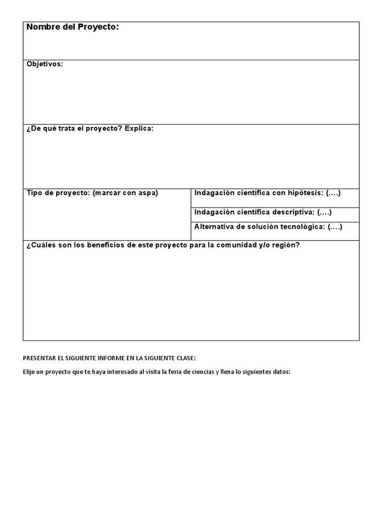 Ficha de Proyecto de Ciencias. | PDF