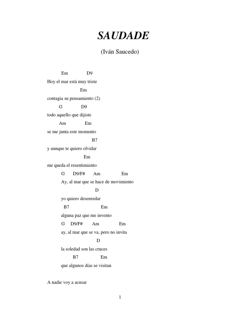 SAUDADE (Con Acordes) | PDF