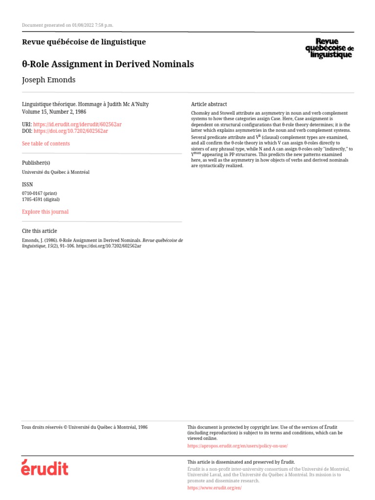 Emonds 1986 | PDF | Syntax | Clause