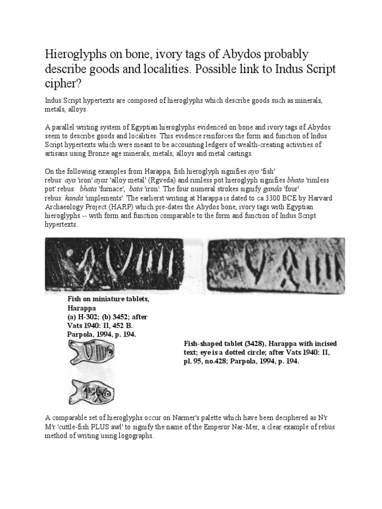 Hieroglyphs On Bone Ivory Tags of Abydos | Download Free PDF | Egyptian ...