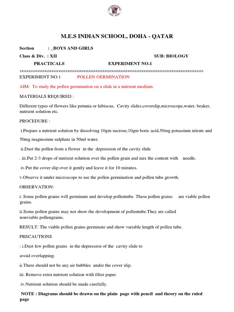 Expt1 POLLEN GERMINATION | PDF