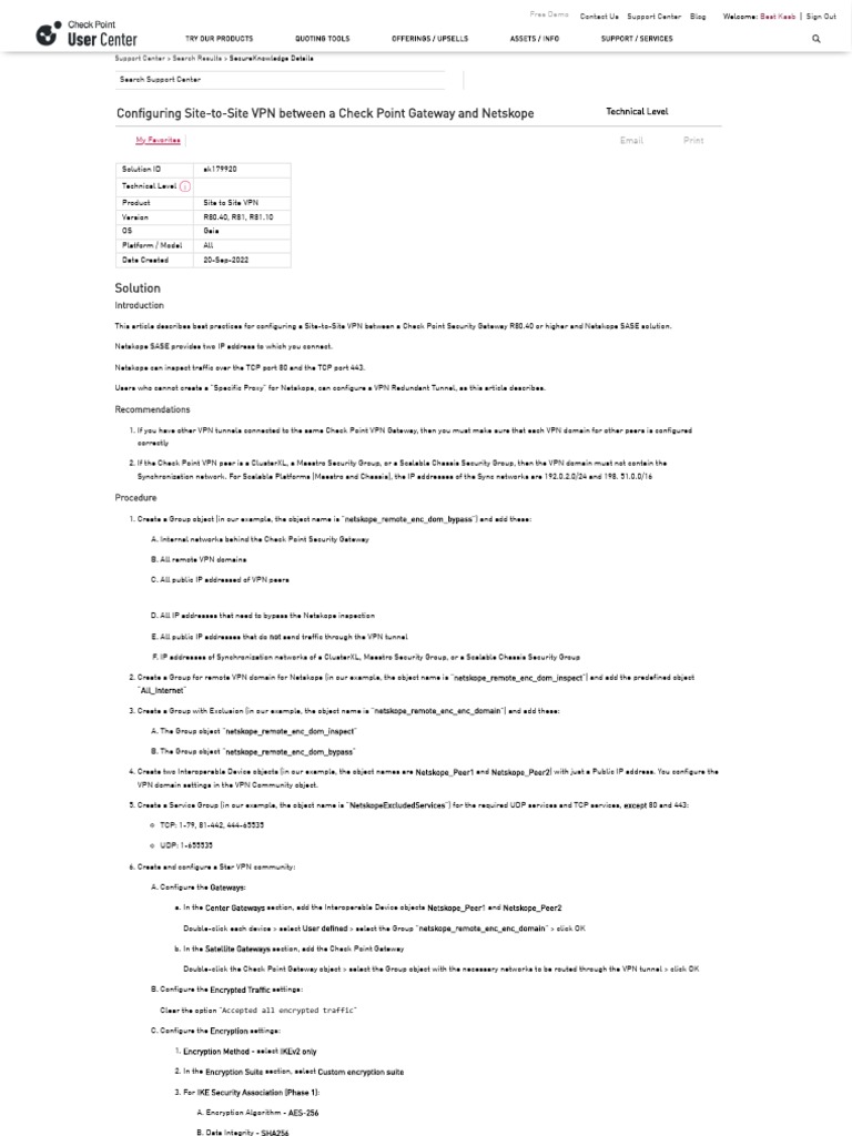 Configuring Site To Site Vpn Between A Check Point Gateway And Netskope