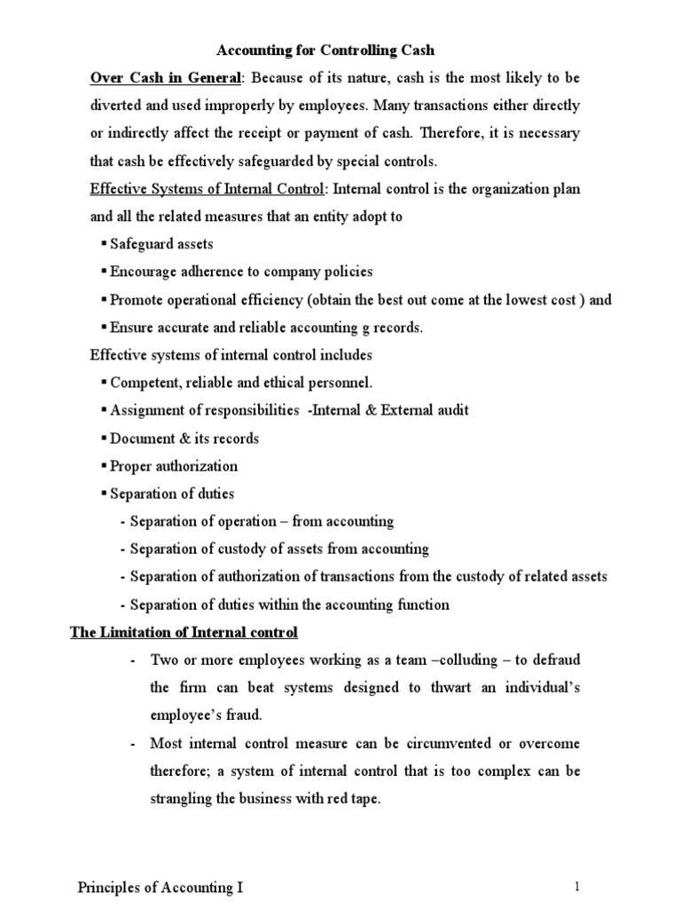 Chapter 6 Controlling Cash | PDF | Cheque | Deposit Account