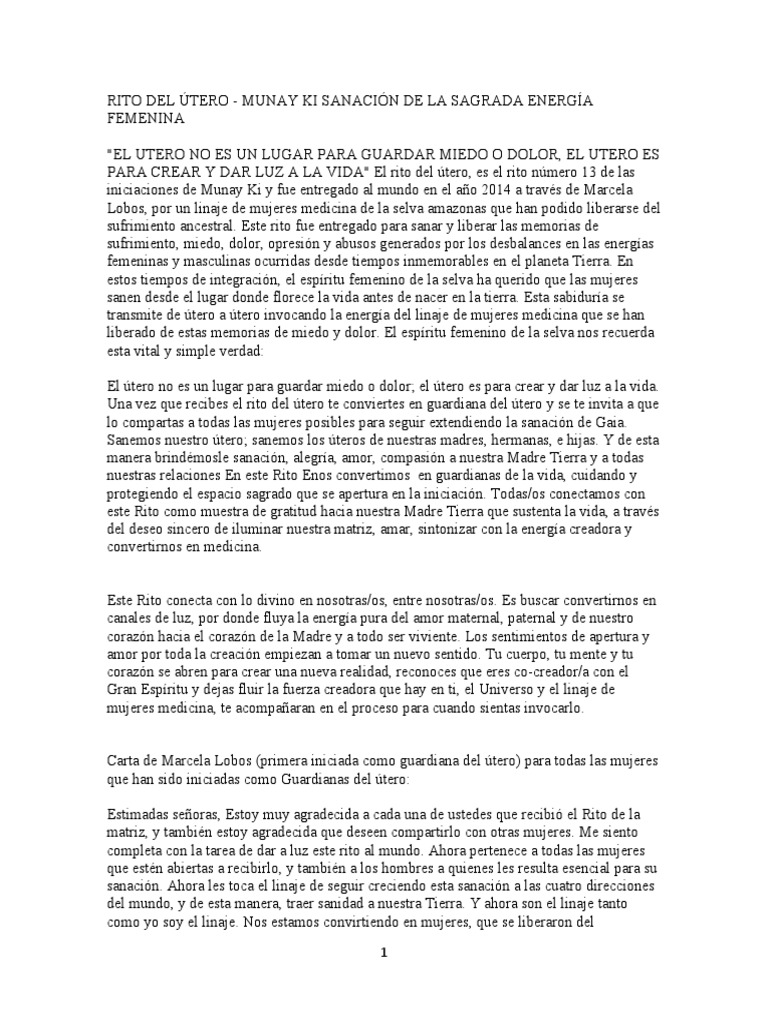 Rito Del Útero | PDF | Amor | Valor
