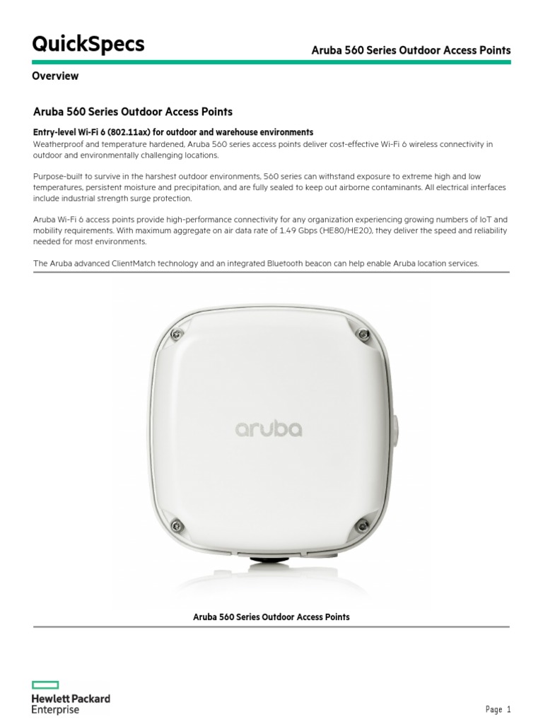Aruba 560 Series Datasheet | PDF | Wi Fi | Ieee 802.11