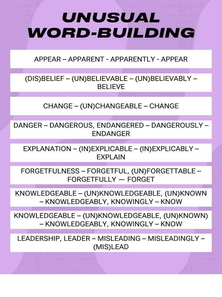 Unusual Word Building | PDF
