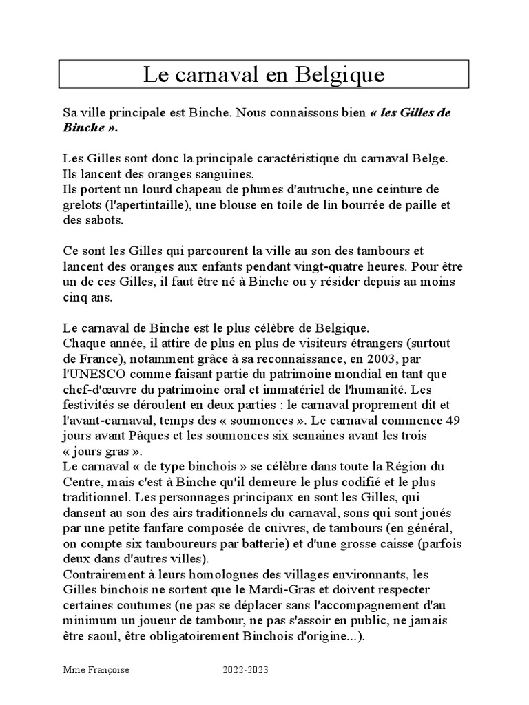 Le Carnaval Dans Le Monde Documents Pour Carte Identite 2 | PDF ...
