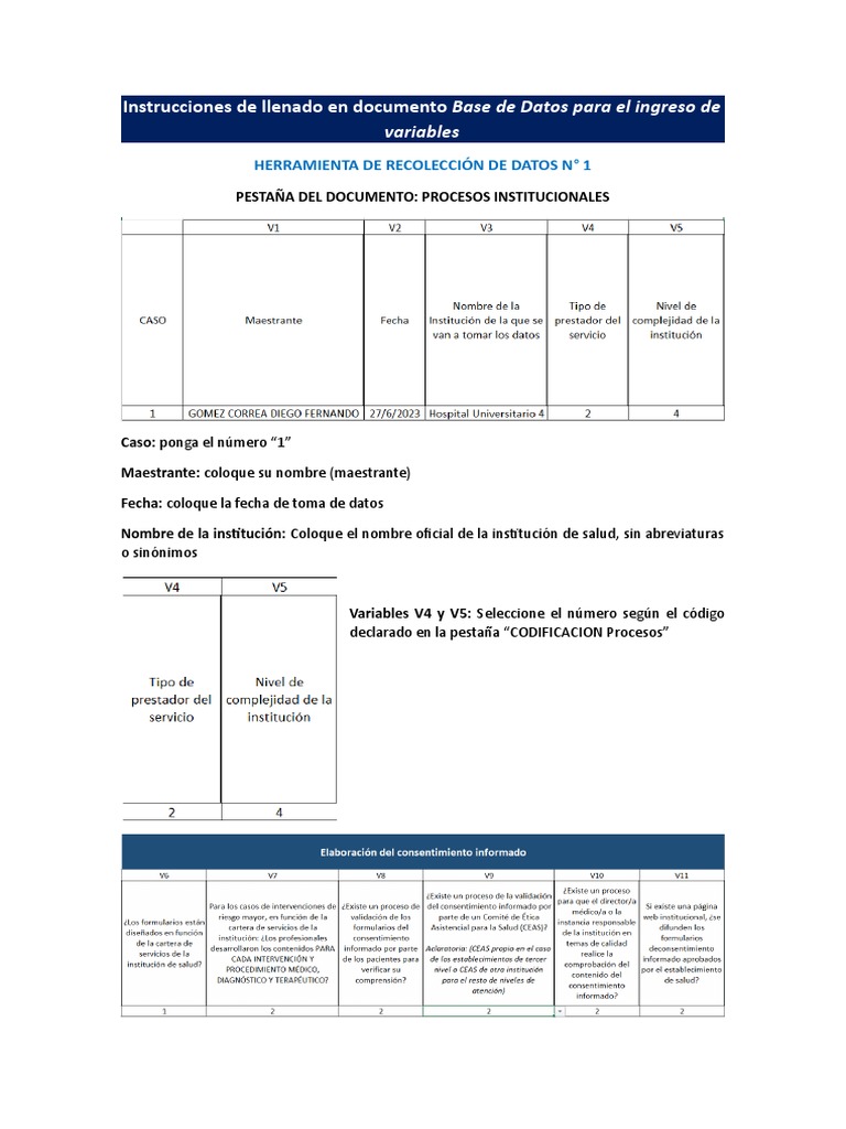 Instrucciones de Llenado en Documento Base de Datos para El Ingreso de ... Instrucciones de Llenado en Documento Base de Datos para El Ingreso de ...