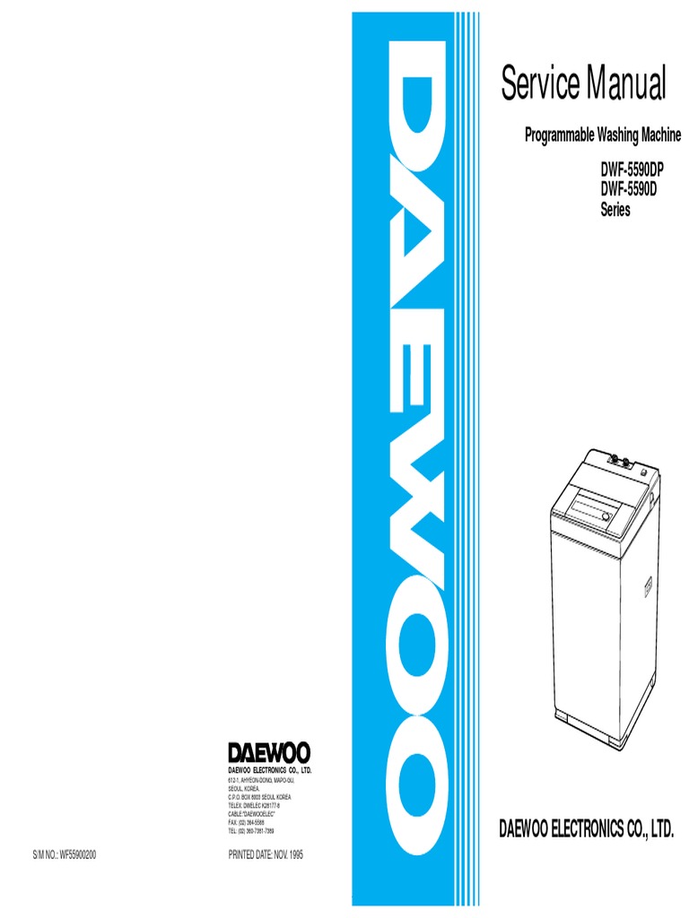 Daewoo DWF-5590DP Washing Machine Manual | PDF | Washing Machine ...