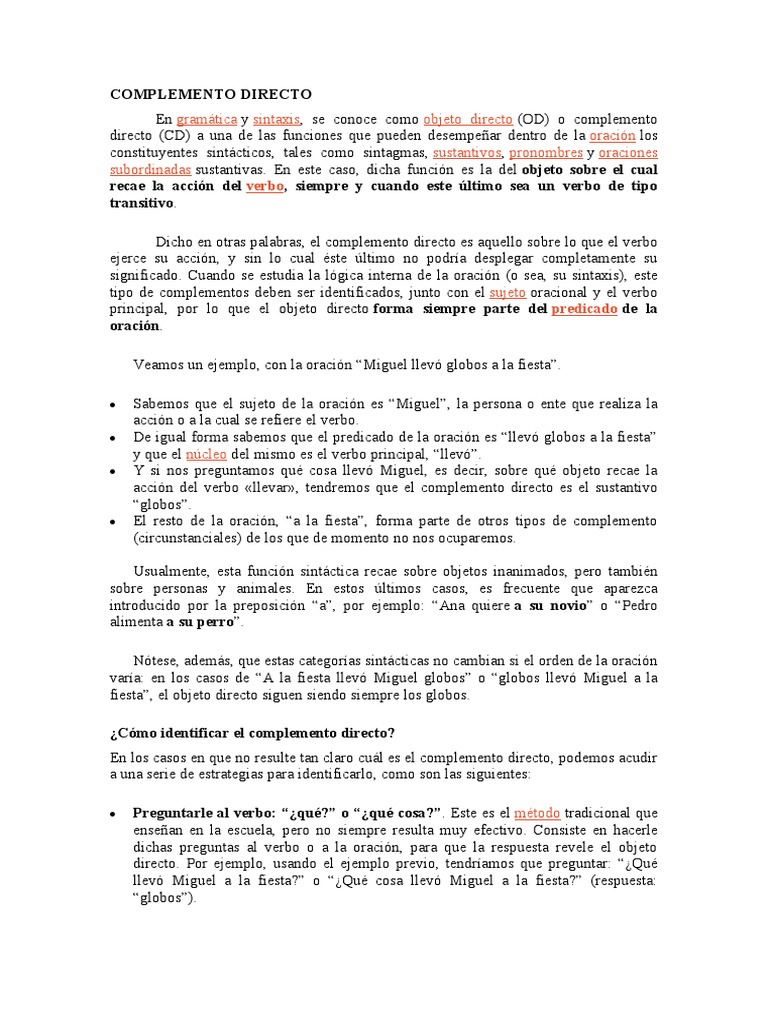 Complementos de La Oracion (Imprimir) | PDF | Adverbio | Predicado ...