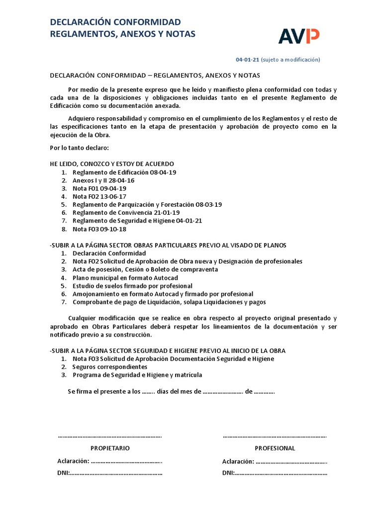 Nota de Conformidad | PDF