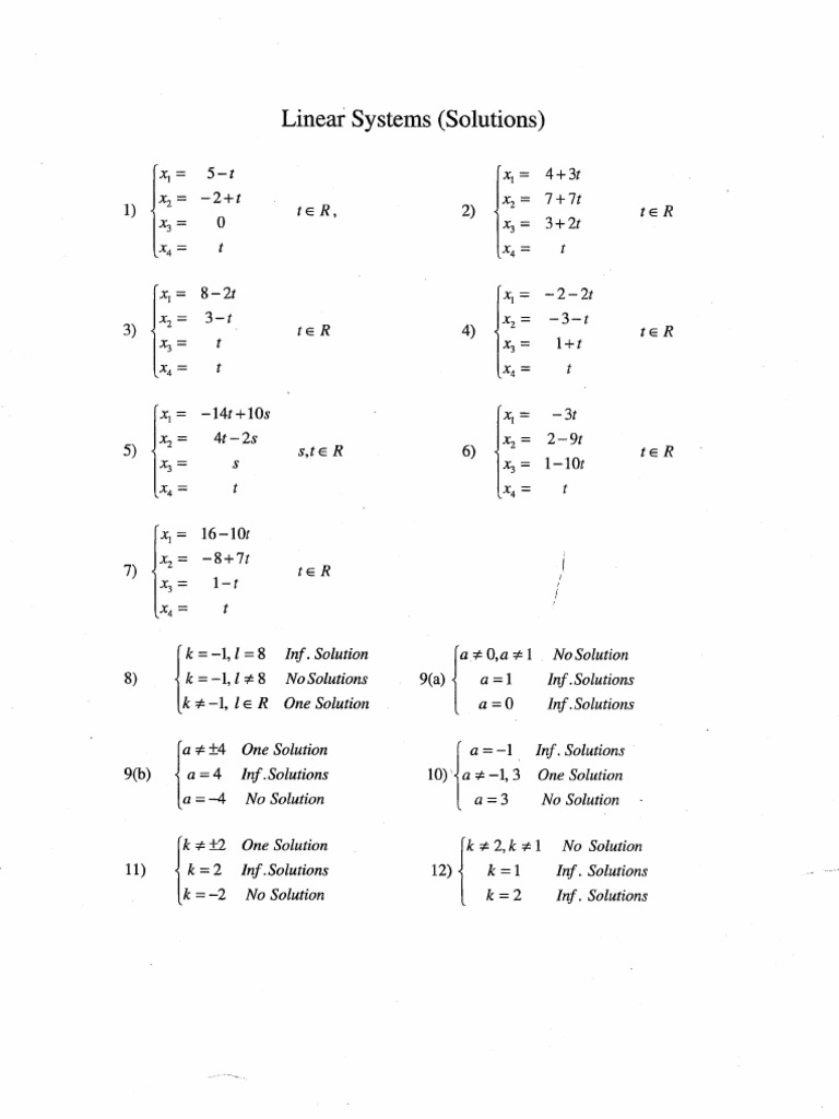 Linear Systems Solutions | PDF