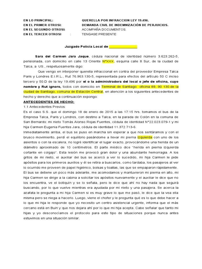 Form Denuncia Dda Civil Sernac | PDF | Daños y perjuicios