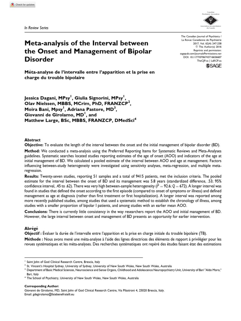Dagani Et Al., 2017 | PDF | Mental Health | Clinical Medicine