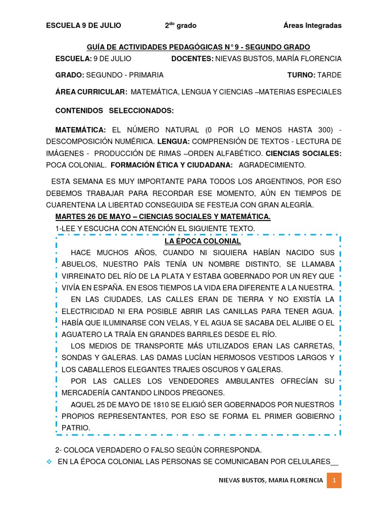 9dejulio Segundogrado Areasintegradas Guia9 | PDF