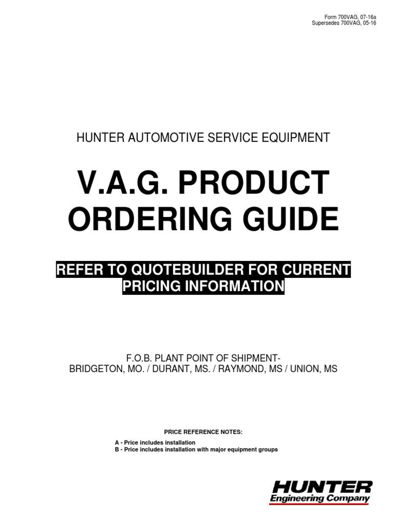 Hunter VAG Product Ordering Guide | PDF | Usb | Solid State Drive