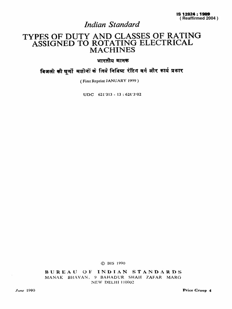 Types of Duty and Classes of Rating Assigned To Rotating Electrical ...