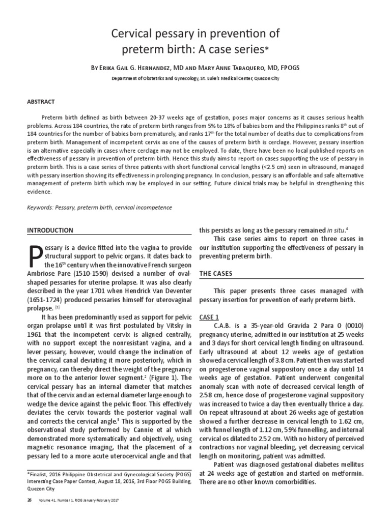 Cervical Pessary in Prevention of Preterm Birth | PDF | Preterm Birth ...