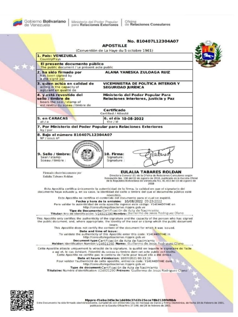 Certificado Apostilla | PDF