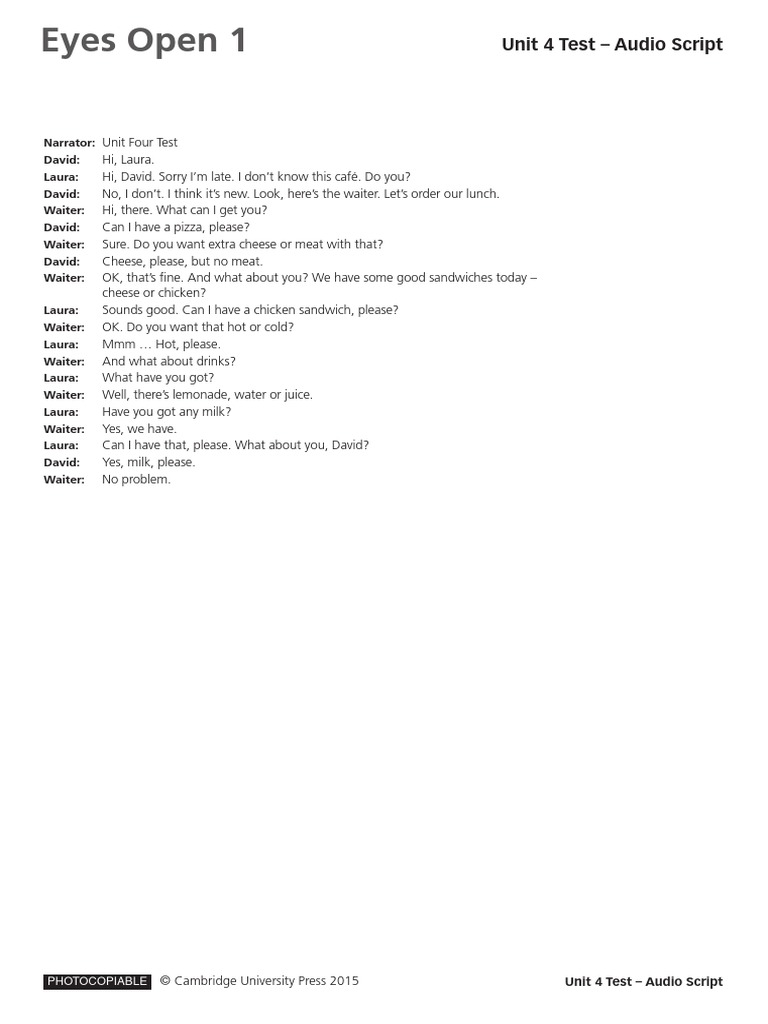 Unit 4 - Test Audio Script | PDF