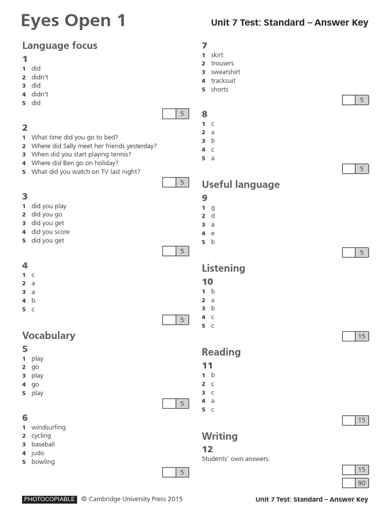Unit 7 - Answer Key | PDF