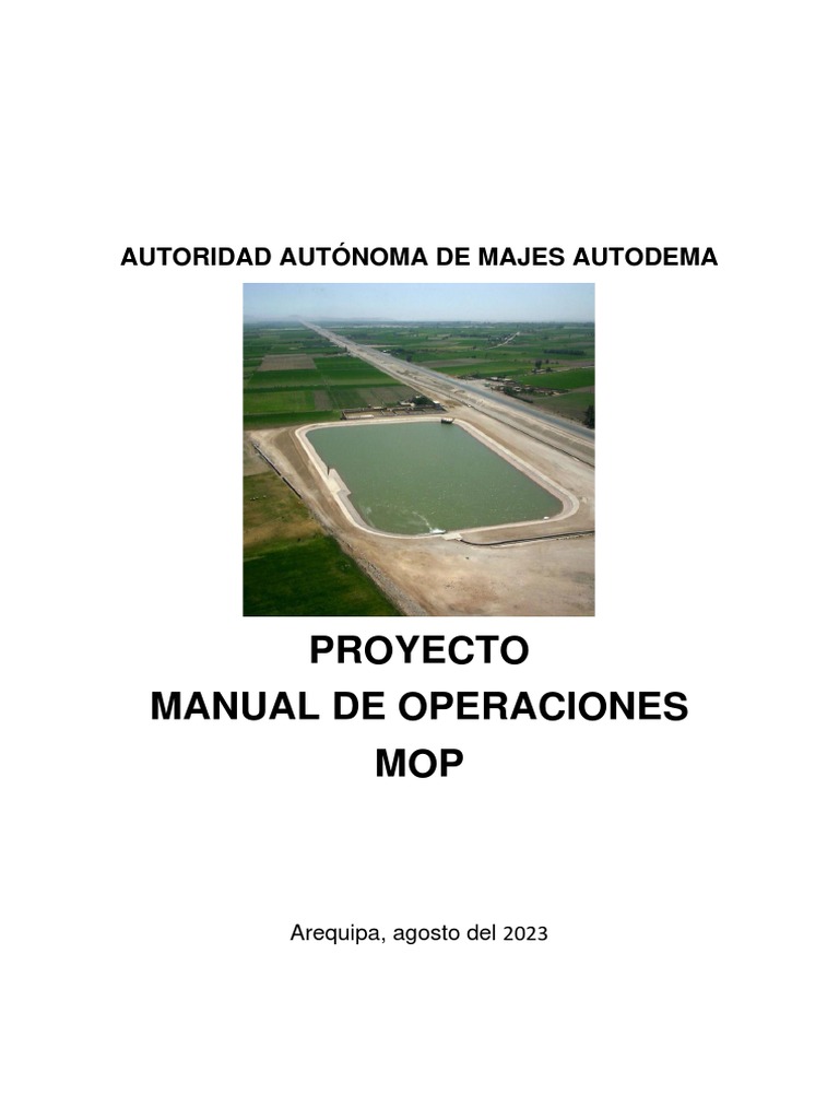 Proyecto de Manual de Operaciones Mop de Autodema Agosto 2023 - Opp - Jose Munares | PDF ...