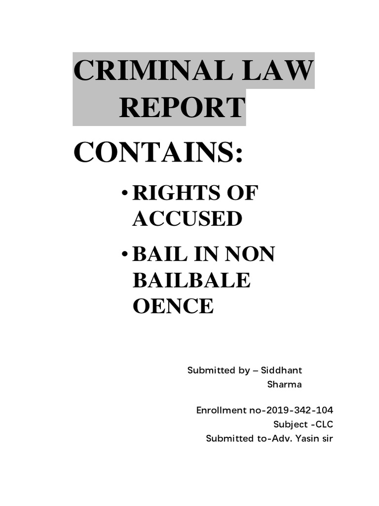 Siddhant Sharma CLC REPORT | PDF | Bail | Crimes