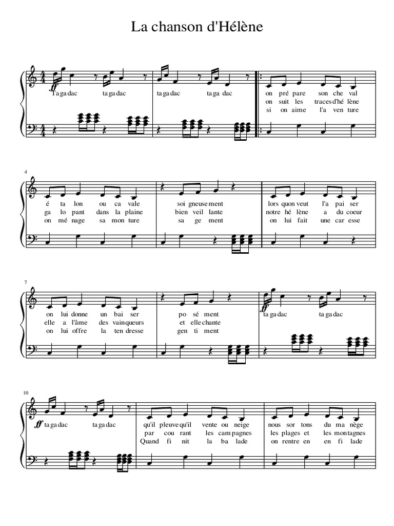 Partition de "La Chanson d'Hélène" | PDF