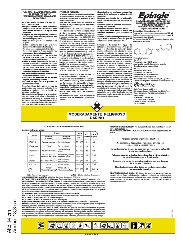 Ficha Técnica de Epingle 10 EC | PDF | Agua | Pesticida