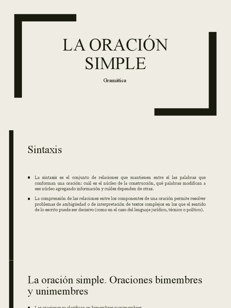 La Oración Simple 2023 | PDF | Verbo | Asunto (gramática)