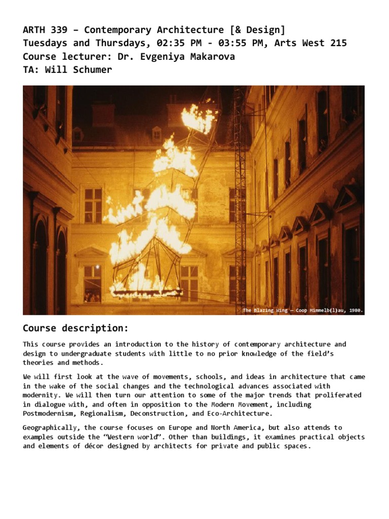 ARTH 339: Contemporary Architecture Syllabus | PDF | Postmodernism