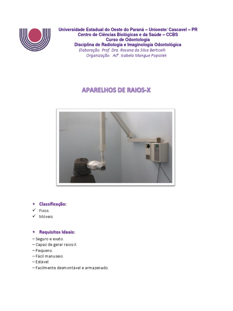 Aula_3_-_Aparelhos_de_Raios-X | PDF | Raio X | Radiologia Aula_3_-_Aparelhos_de_Raios-X | PDF | Raio X | Radiologia