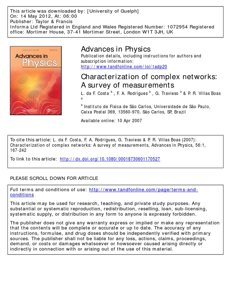 Complex Networks | PDF | Vertex (Graph Theory) | Applied Mathematics
