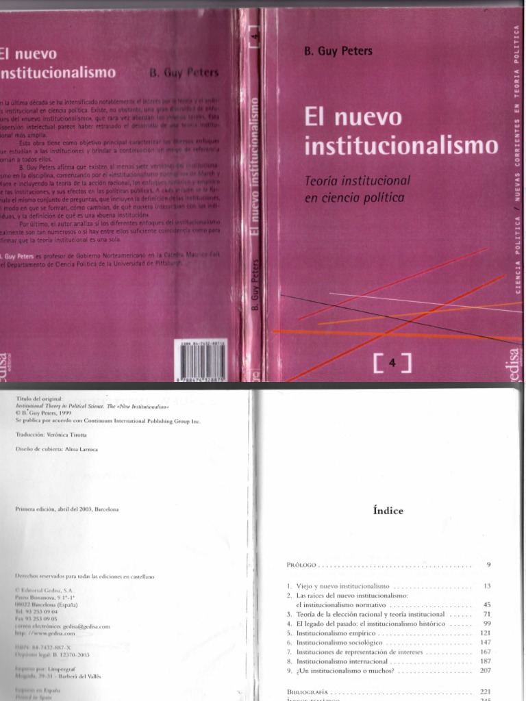 El nuevo institucionalismo. Viejo y nuevo institucionalismo. | PDF