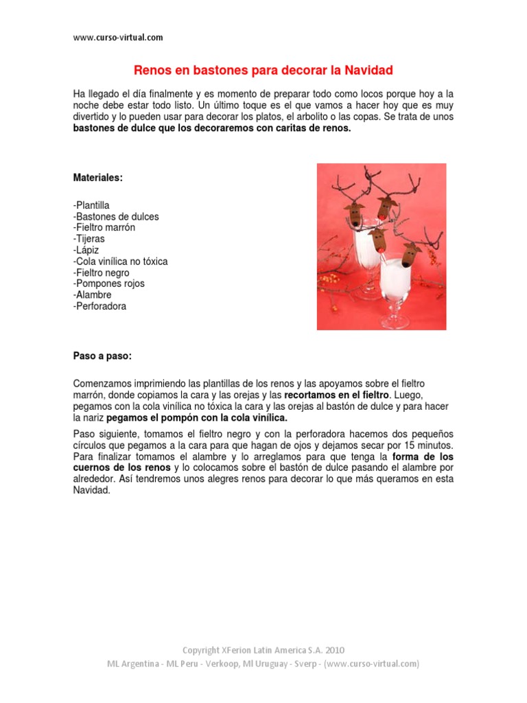 Renos en Bastones Para Decorar La Navidad | PDF