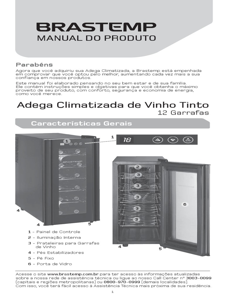 Brastemp Adega BZC12BE Manual | PDF | Vinhos | Ar condicionado