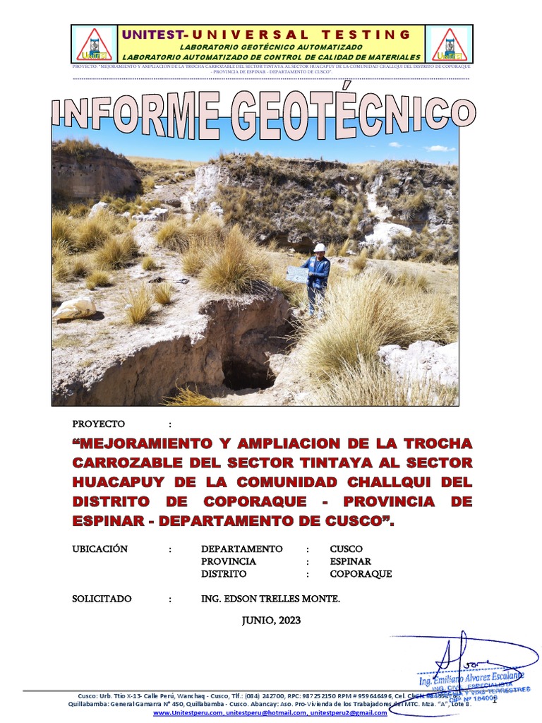 166-23 Mej. de La Trocha Carrozable Del Sector Tintaya-Coporaque1 Con ... 166-23 Mej. de La Trocha Carrozable Del Sector Tintaya-Coporaque1 Con ...