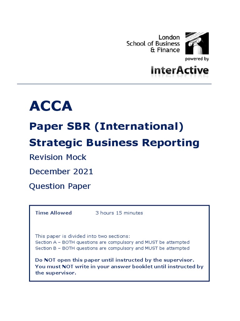 SBR Mock Questions | PDF | Bonds (Finance) | International Financial Reporting Standards