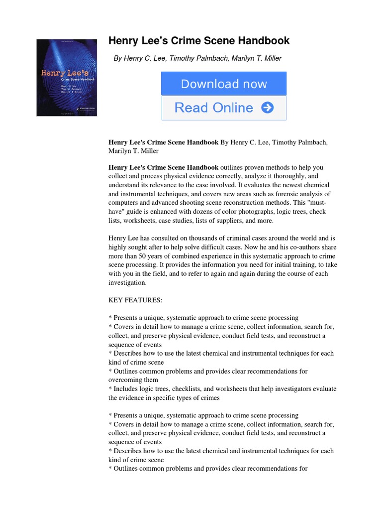 Henry Lee's Crime Scene Handbook | PDF | Crime Scene | Forensic Science
