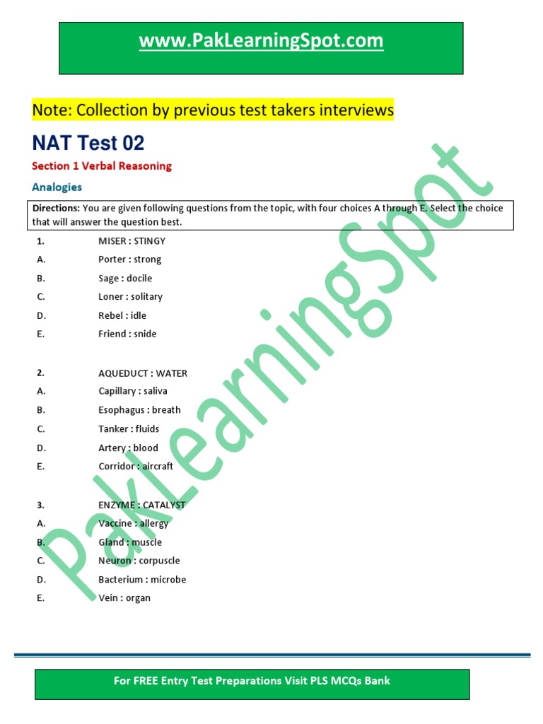 Nat Test 02 PakLearningSpot | PDF | Indus River | English Language
